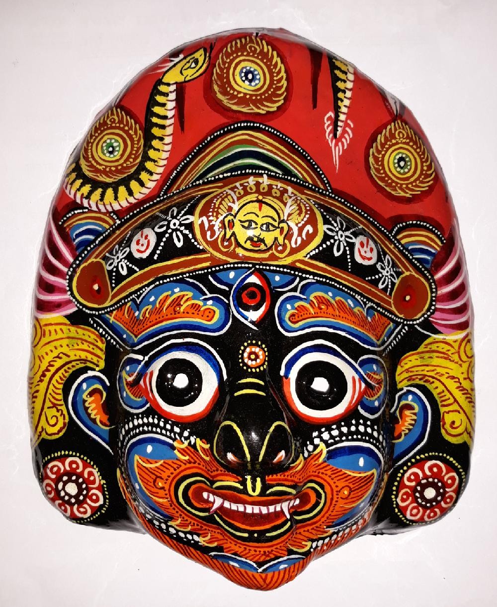 Traditional Kaal Bhairav Mask-18.5x16cm - get the best price in Nepal